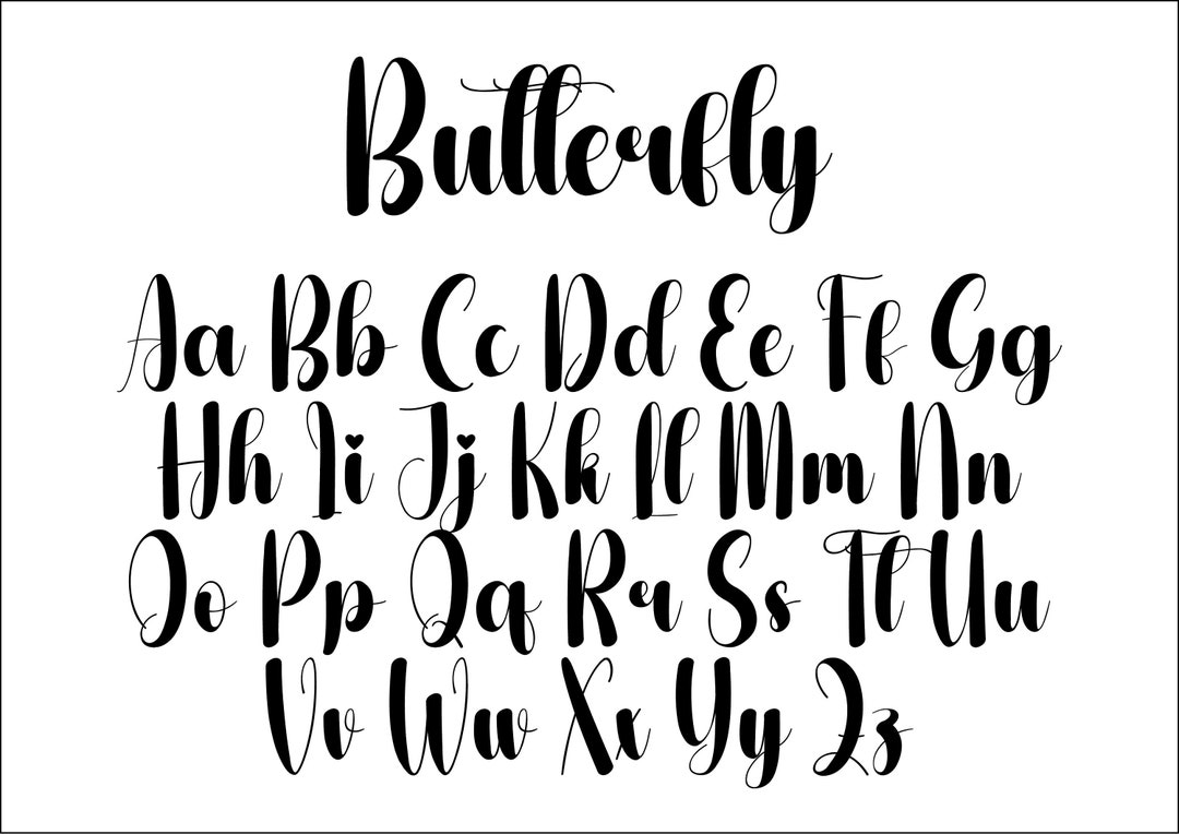 Butterfly Font, Handwritten Script Font, Cricut Fonts, Calligraphy ...
