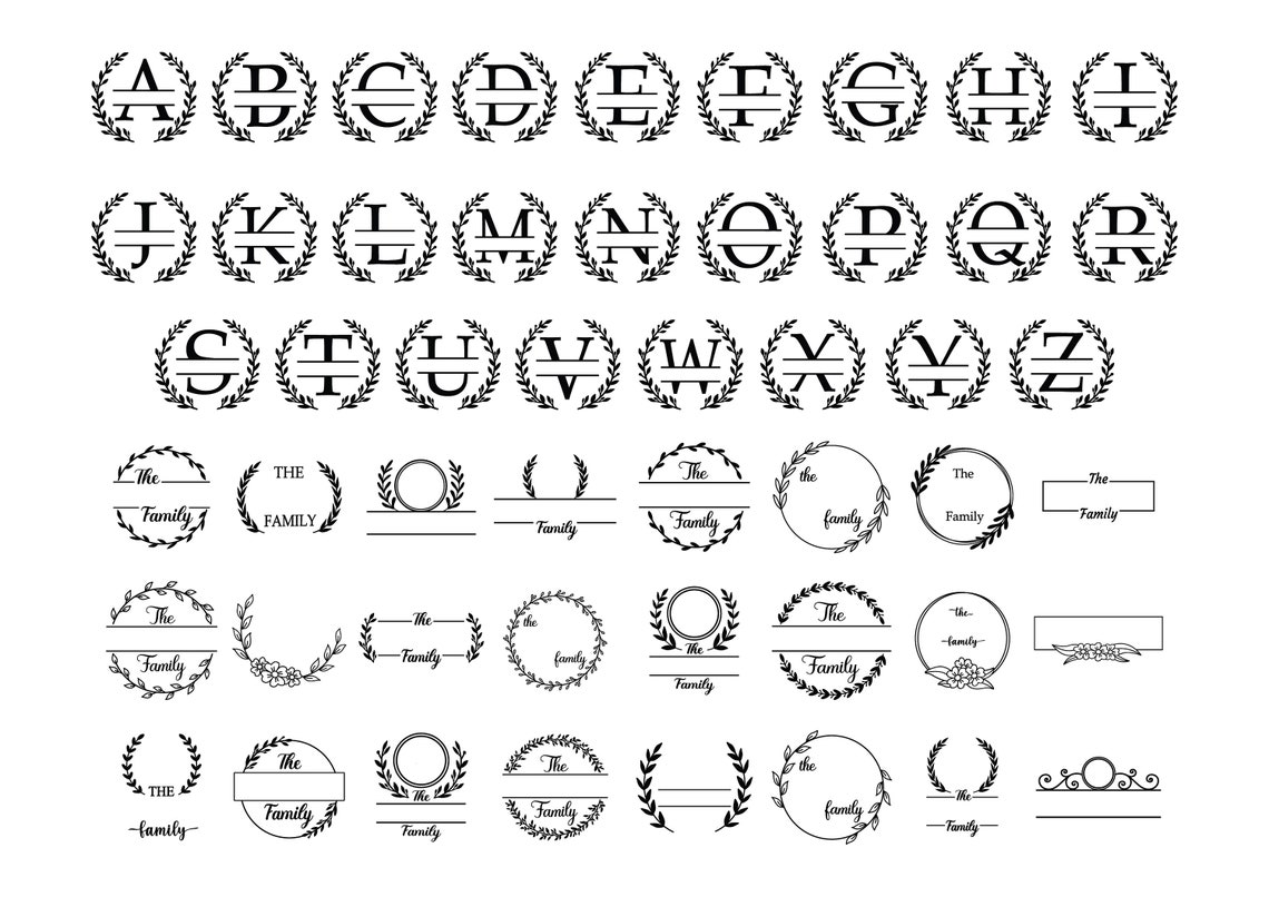 Monogram SVG Bundle, Last Name Svg, Initial Monogram, Flourish Alphabet ...