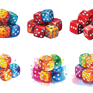 Dice Clip Art, Instant Download, Digital Download, 6 PNG Images ...