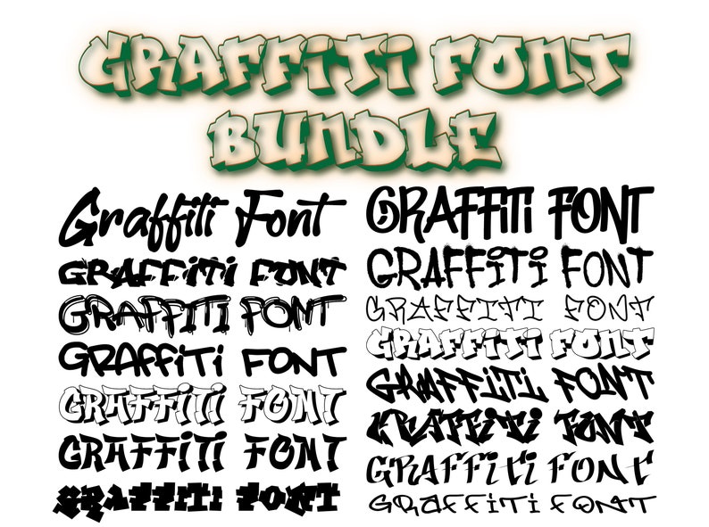 7 Graffiti Font Bundle, Graffiti Font, Graffiti Designs, POD Designs ...