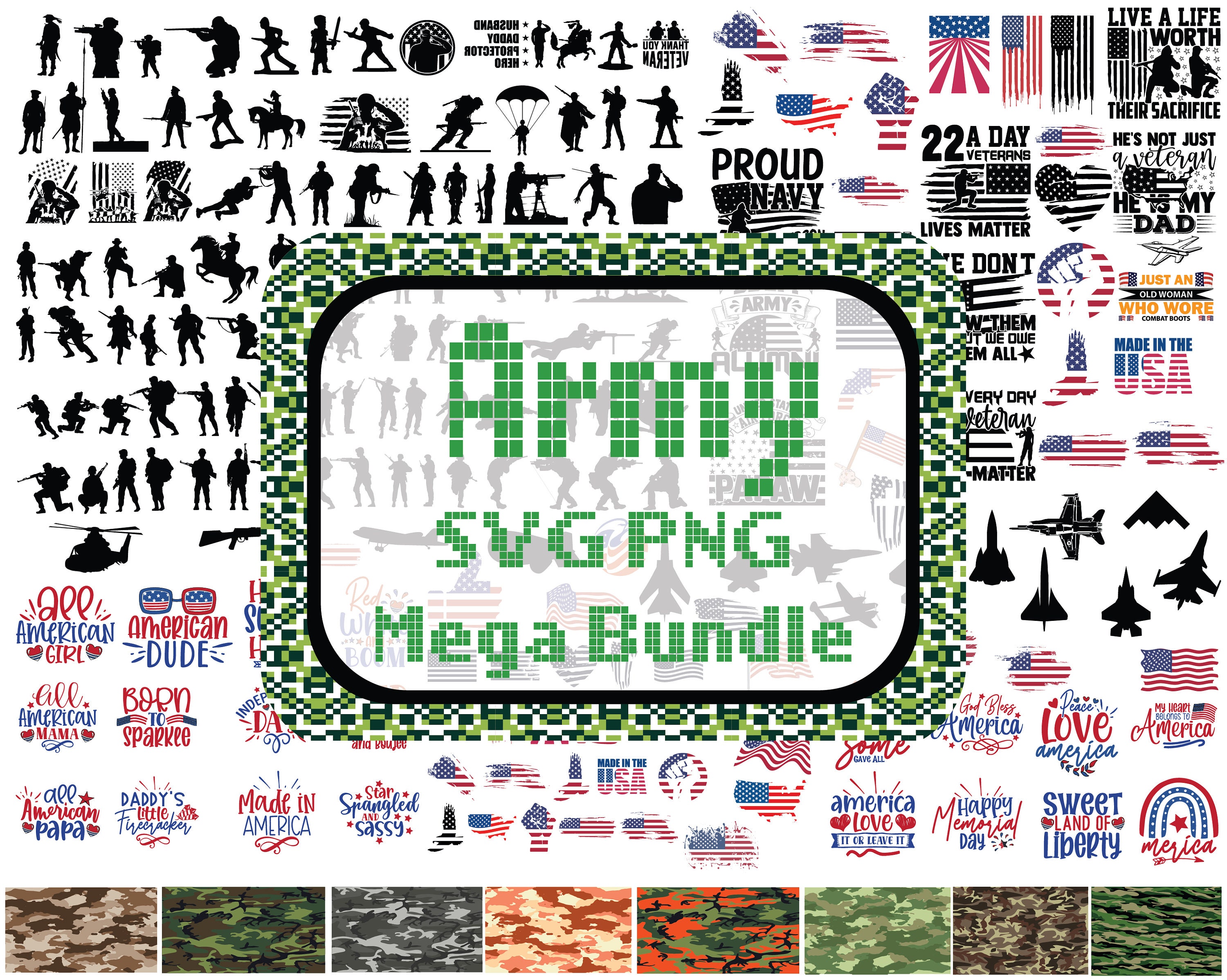 Army SVG Png Bundle, USA Army Svg, Military Svg, Soldier Svg, Camo Svg ...