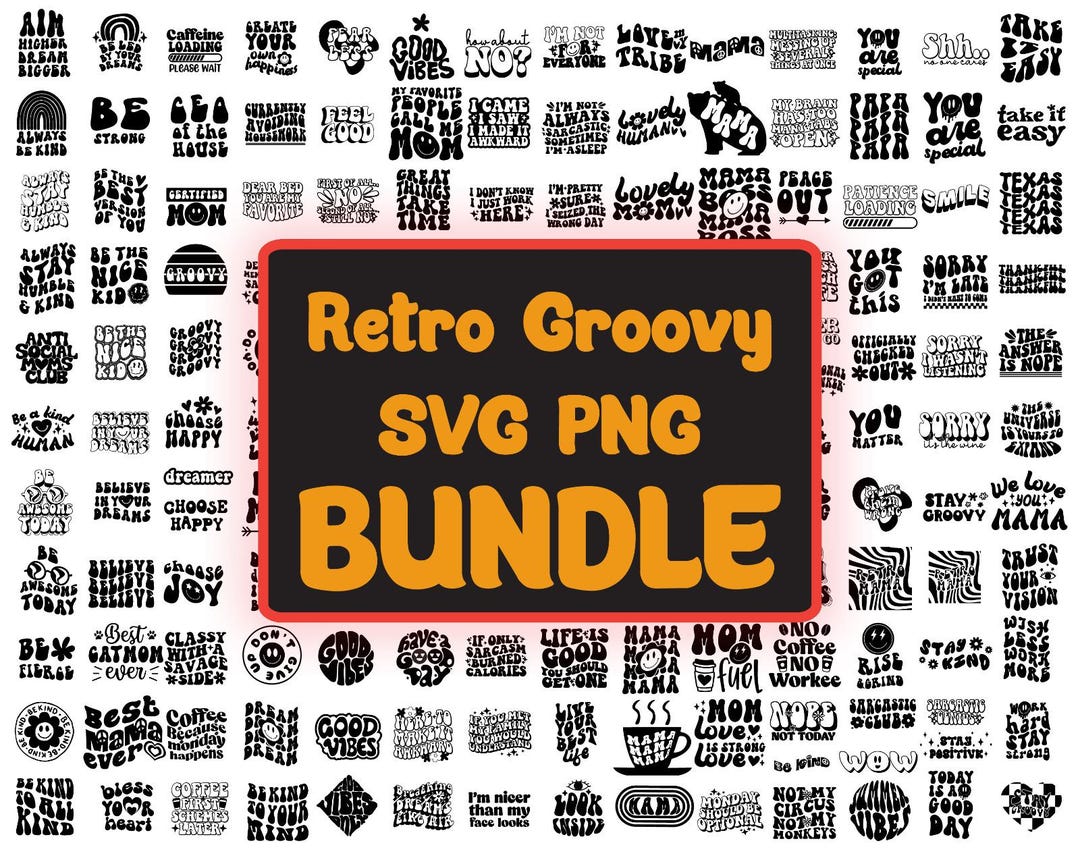 Retro Bundle, Groovy SVG Bundle, Hippie SVG, Inspirational SVG, Retro ...