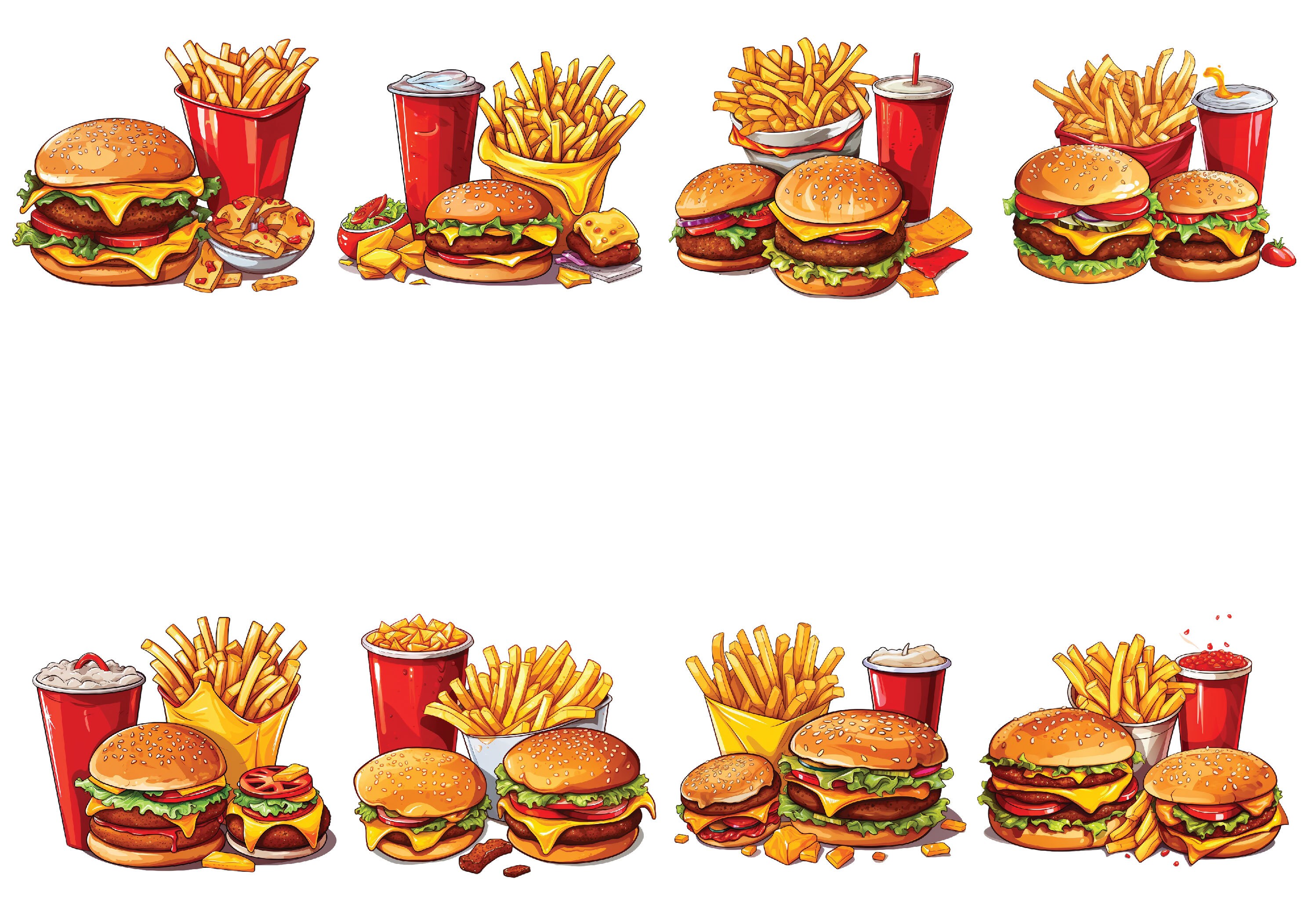 Fast Food, Digital Download, Instant Download, Wall Art, Watercolor ...