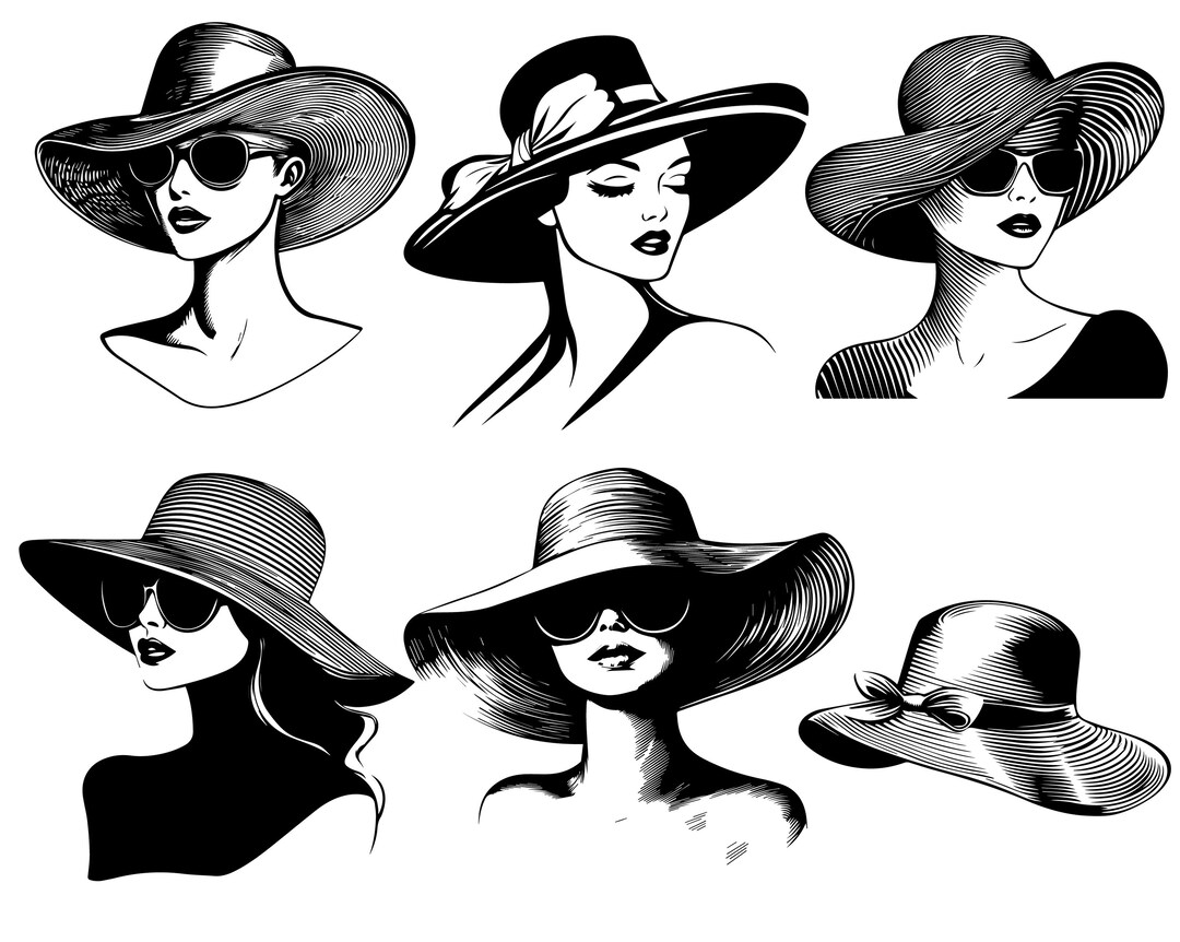 Woman Model Svg, Woman With Hat Svg, Black Woman Outline, Files for ...
