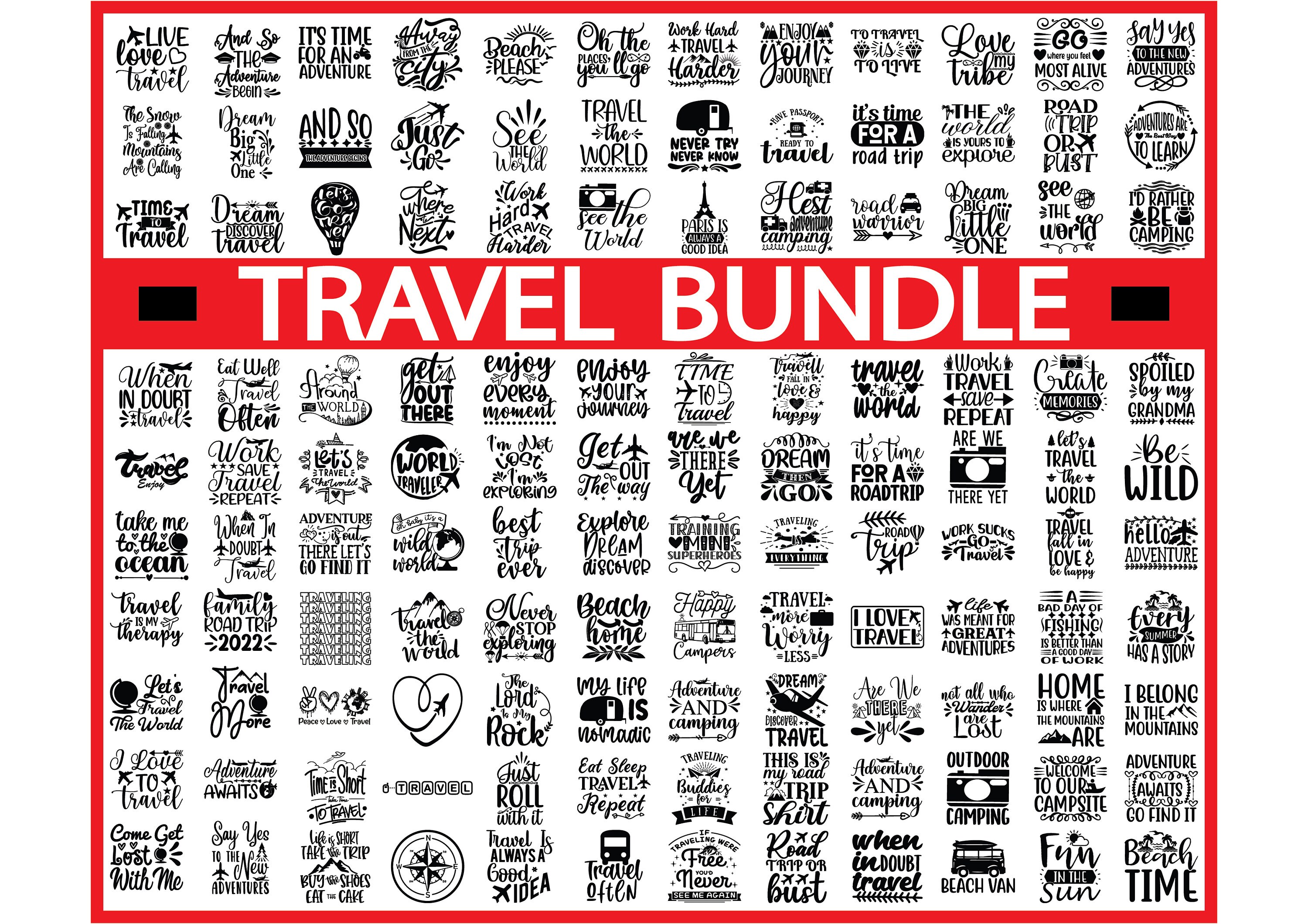 Travel Svg Bundle, Travel Quotes Svg, Traveling Designs, Vacation ...