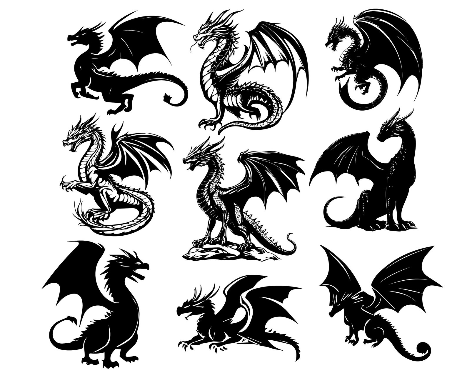 Dragon SVG Bundle, Dragon PNG Bundle, Dragon Clipart, Dragon SVG Cut ...