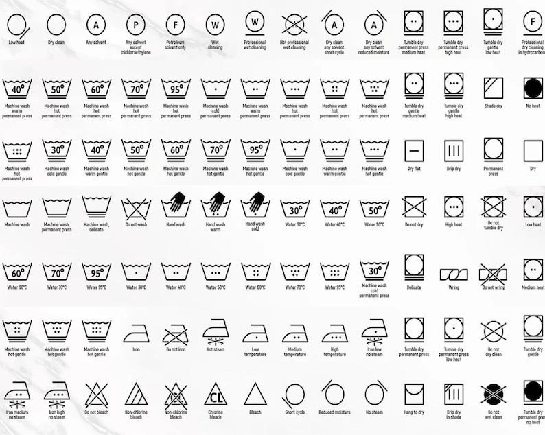 Laundry Symbols SVG Bundle, Laundry Svg, Laundry Sign Svg, Laundry ...