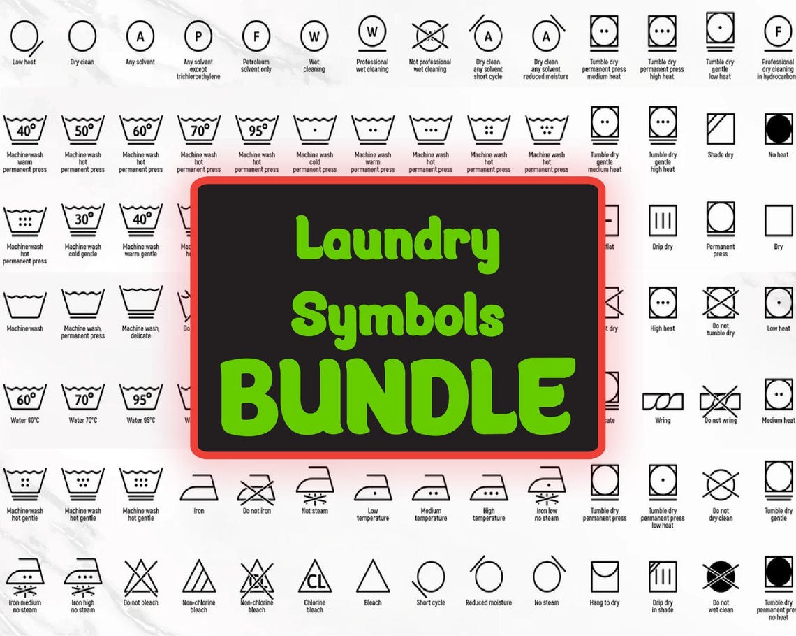 Laundry Symbols SVG Bundle, Laundry Svg, Laundry Sign Svg, Laundry ...