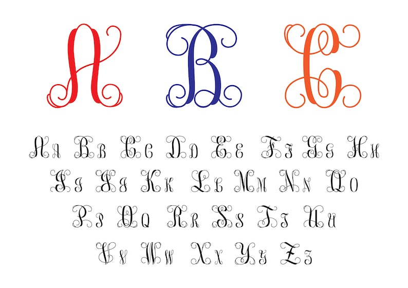 INTERLOCKING VINE MONOGRAM Svg, Monogram Font Svg, Vine Monogram Font ...