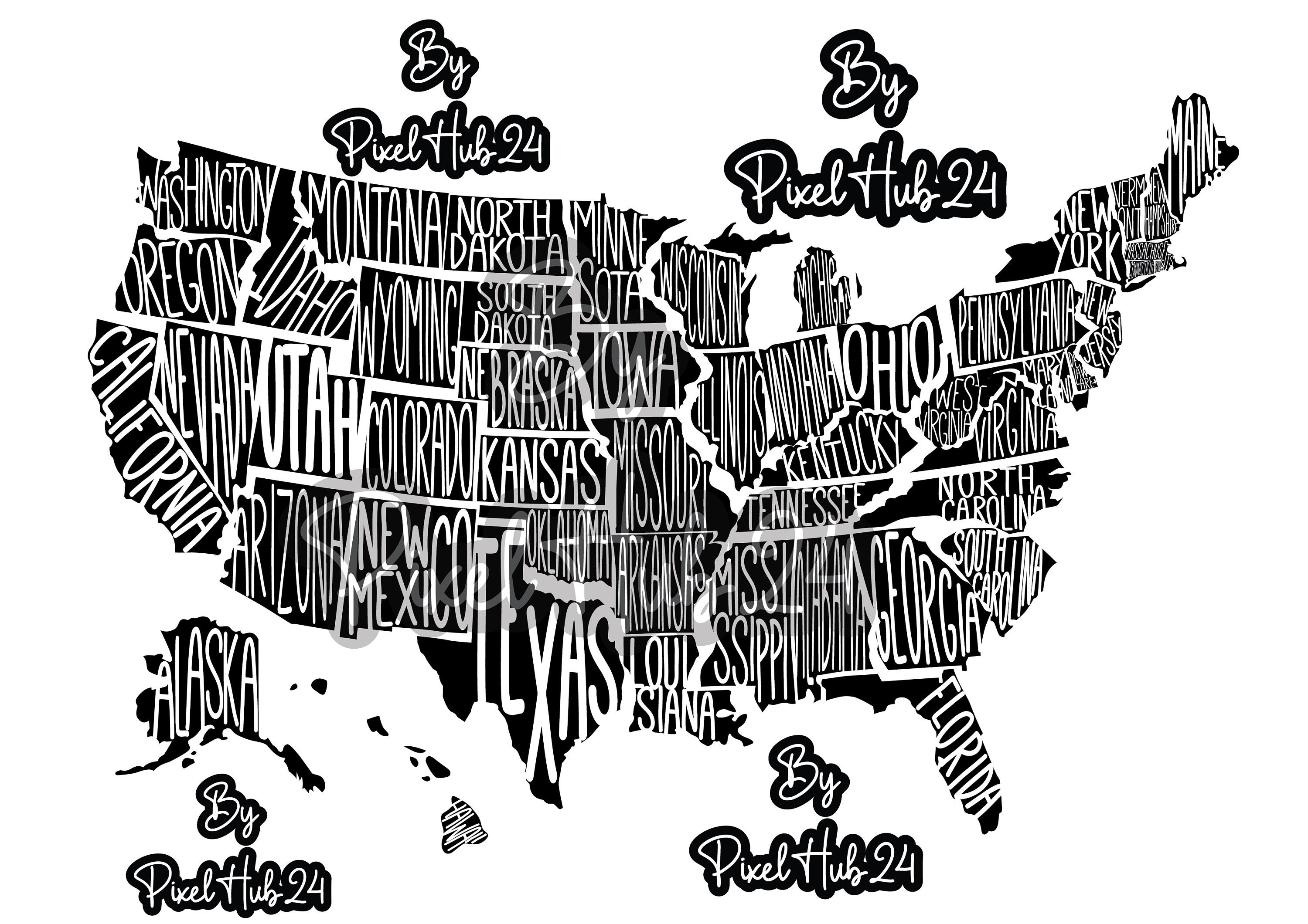 50 USA States SVG Bundle, USA Map Svg, Us States Svg, Usa Map Puzzle ...