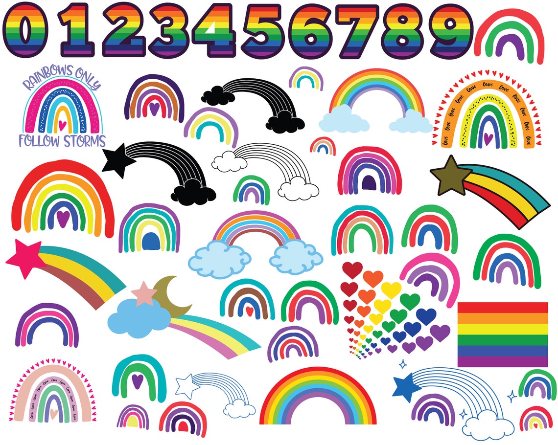 Rainbow SVG Bundle, Rainbow PNG Bundle, Rainbow Clipart, Rainbow SVG ...