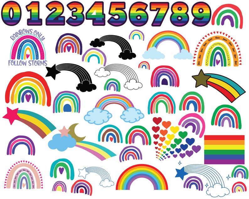 Rainbow SVG Bundle, Rainbow PNG Bundle, Rainbow Clipart, Rainbow SVG ...