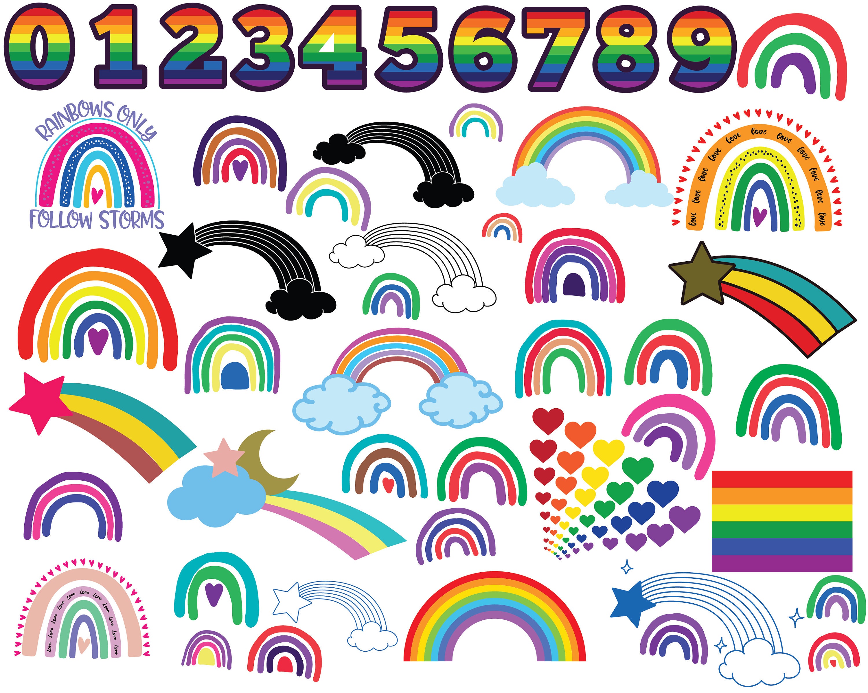 Rainbow SVG Bundle, Rainbow PNG Bundle, Rainbow Clipart, Rainbow SVG ...