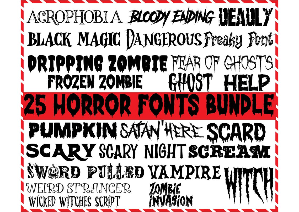 25 Horror Font, Bundle SVG PNG, Horror Alphabet Svg, Bone Font Svg ...