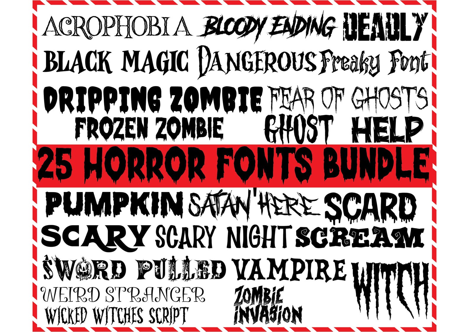 25 Horror Font, Bundle SVG PNG, Horror Alphabet Svg, Bone Font Svg ...