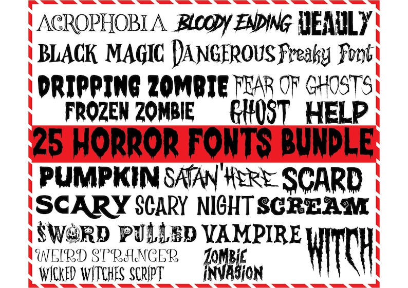 25 Horror Font, Bundle SVG PNG, Horror Alphabet Svg, Bone Font Svg ...