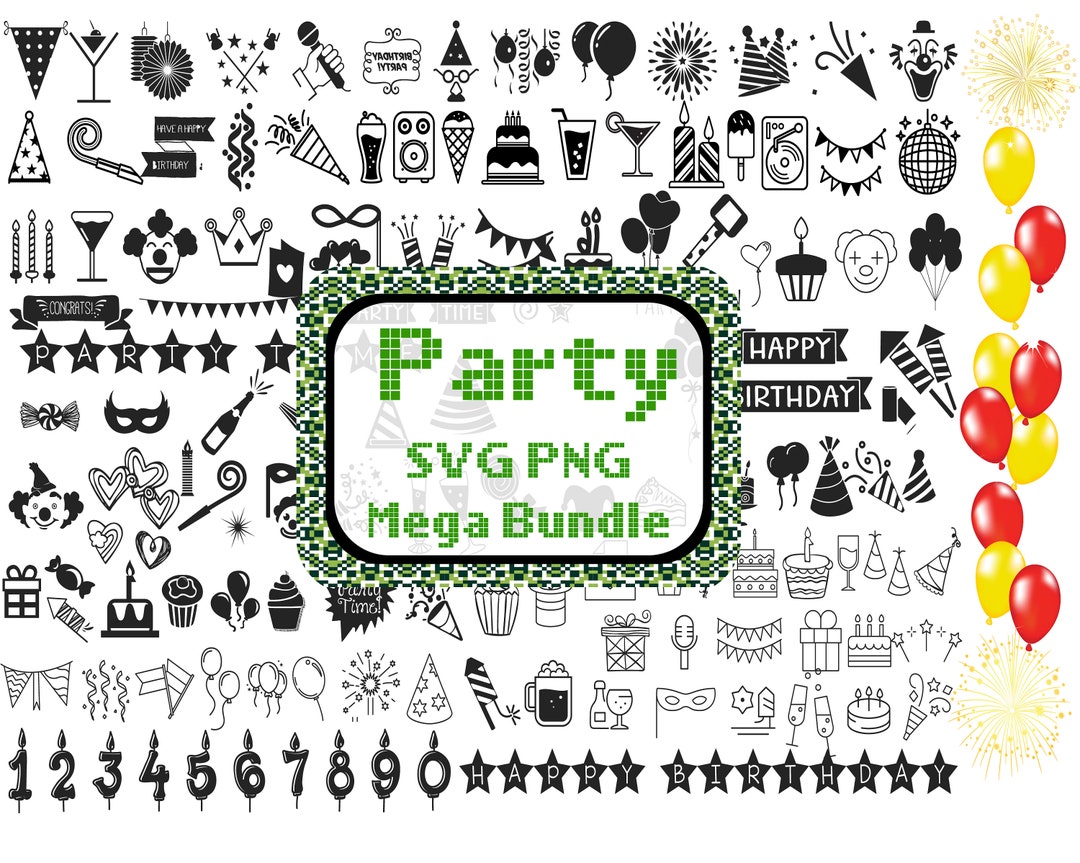 Celebration Svg, Party Svg, Curled Ribbons Svg, Birthday Decoration Svg ...