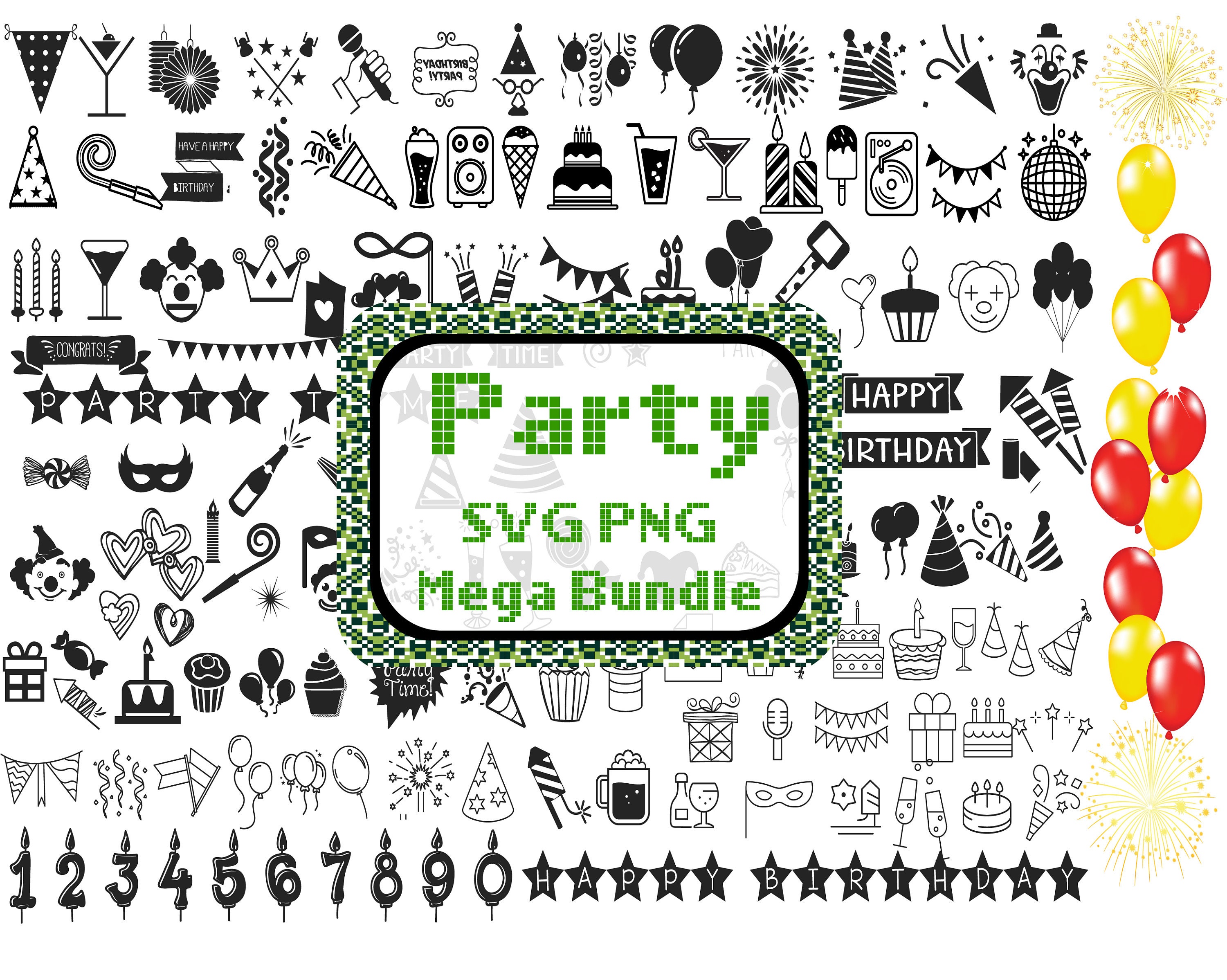 Celebration Svg, Party Svg, Curled Ribbons Svg, Birthday Decoration Svg ...