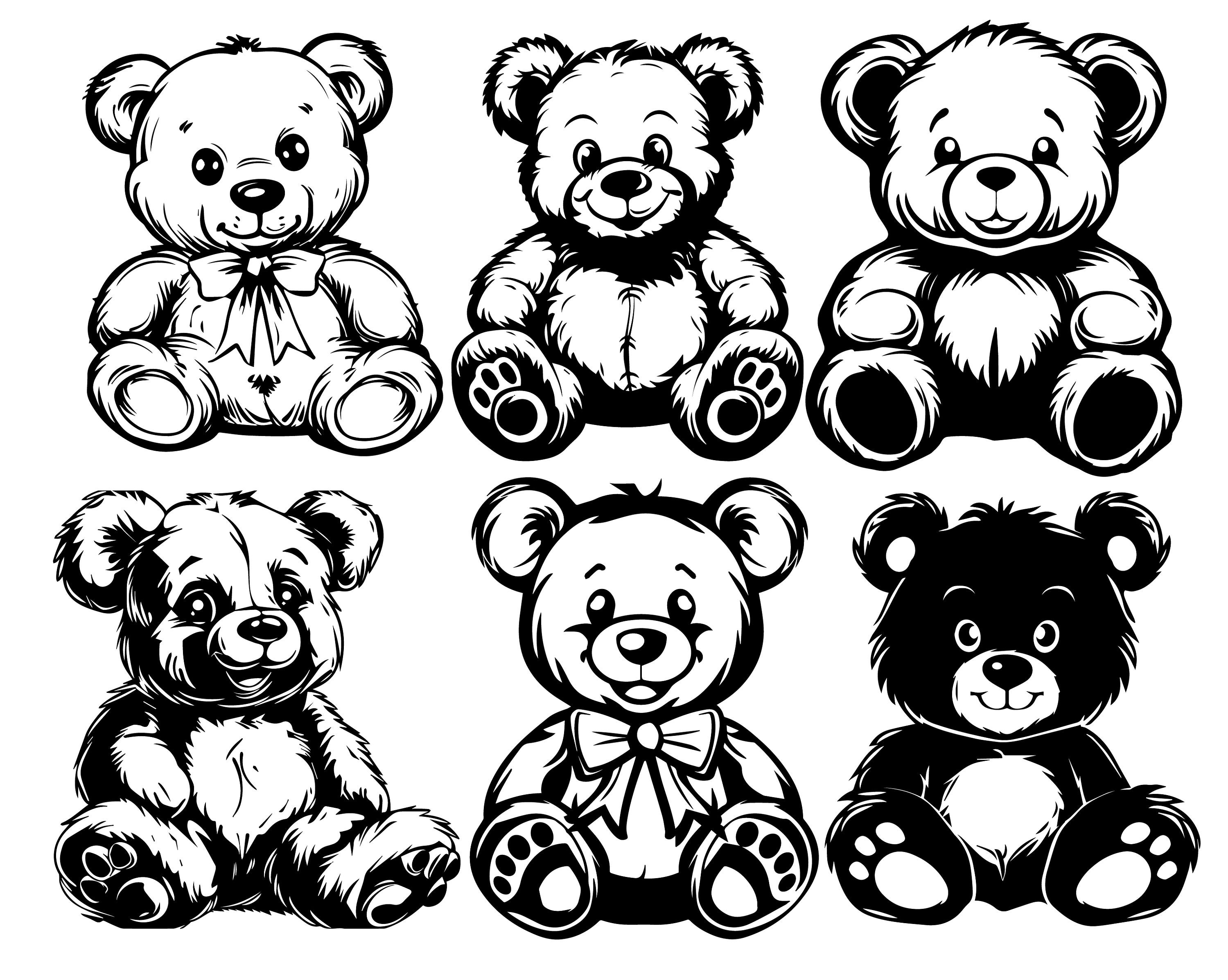 Teddy Bear Svg, Teddy Bear Bundle, Teddy Bear SVG, Bear Outline Svg ...