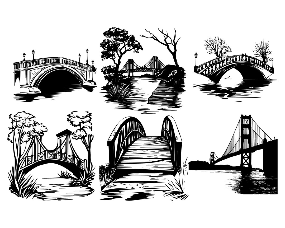 Bridge Svg Bundle, Bridge Png, Wooden Bridges Clipart, Path Svg Png ...