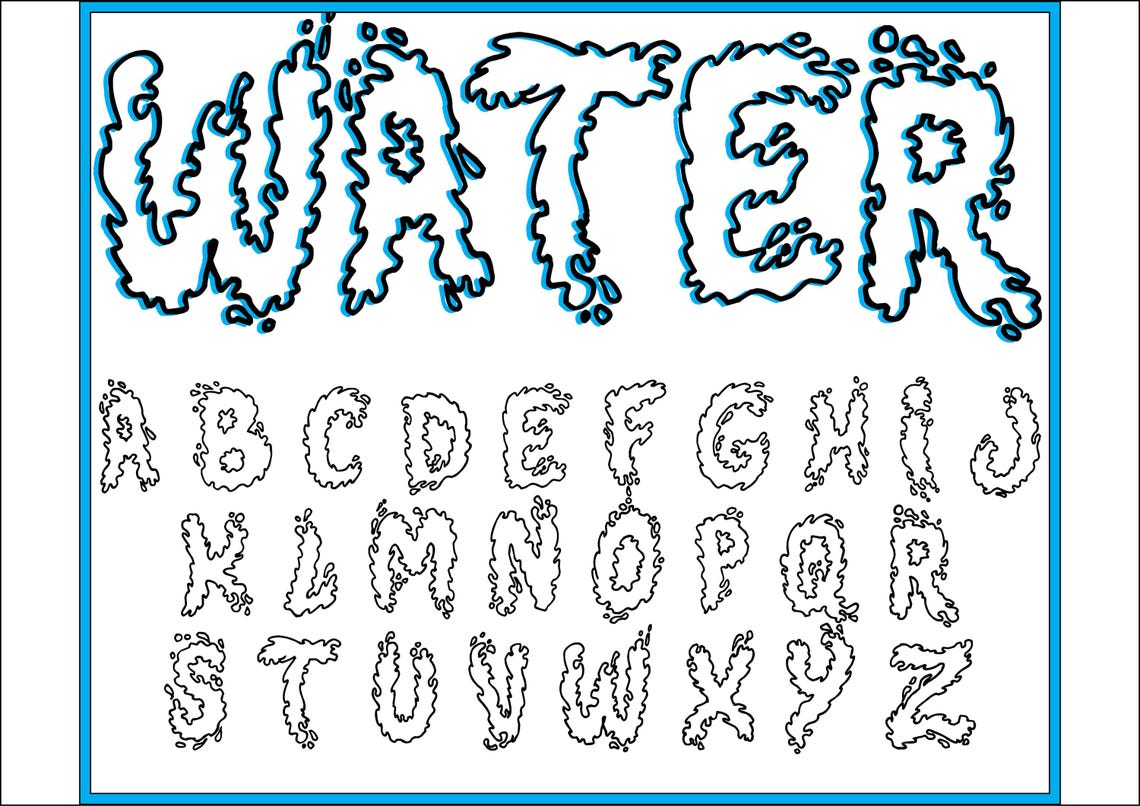 Water Letters Clipart, PNG SVG Bundle, Water Font Svg, Water Alphabet ...