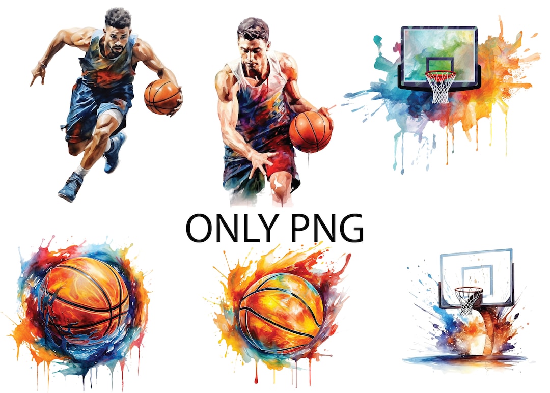 Watercolor Basketball Clipart, Basketball Clip Art, Basketball ...