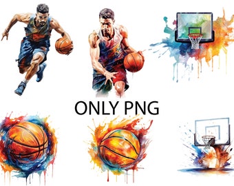 Watercolor Basketball Clipart, Basketball Clip Art, Basketball ...