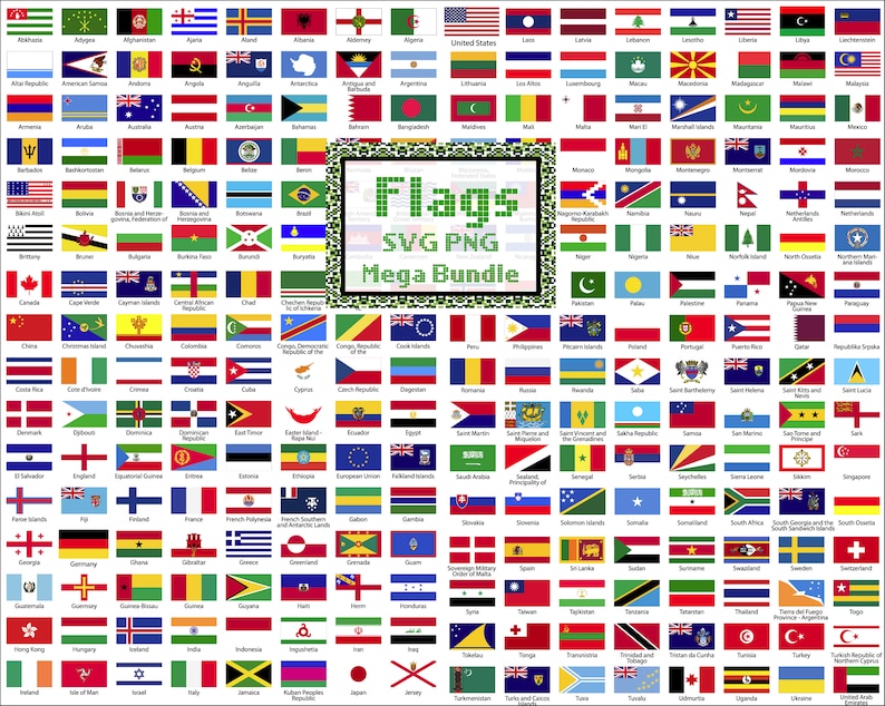 540+ Flags SVG Bundle, Flag PNG, World Flags SVG, Country Svg, Country ...