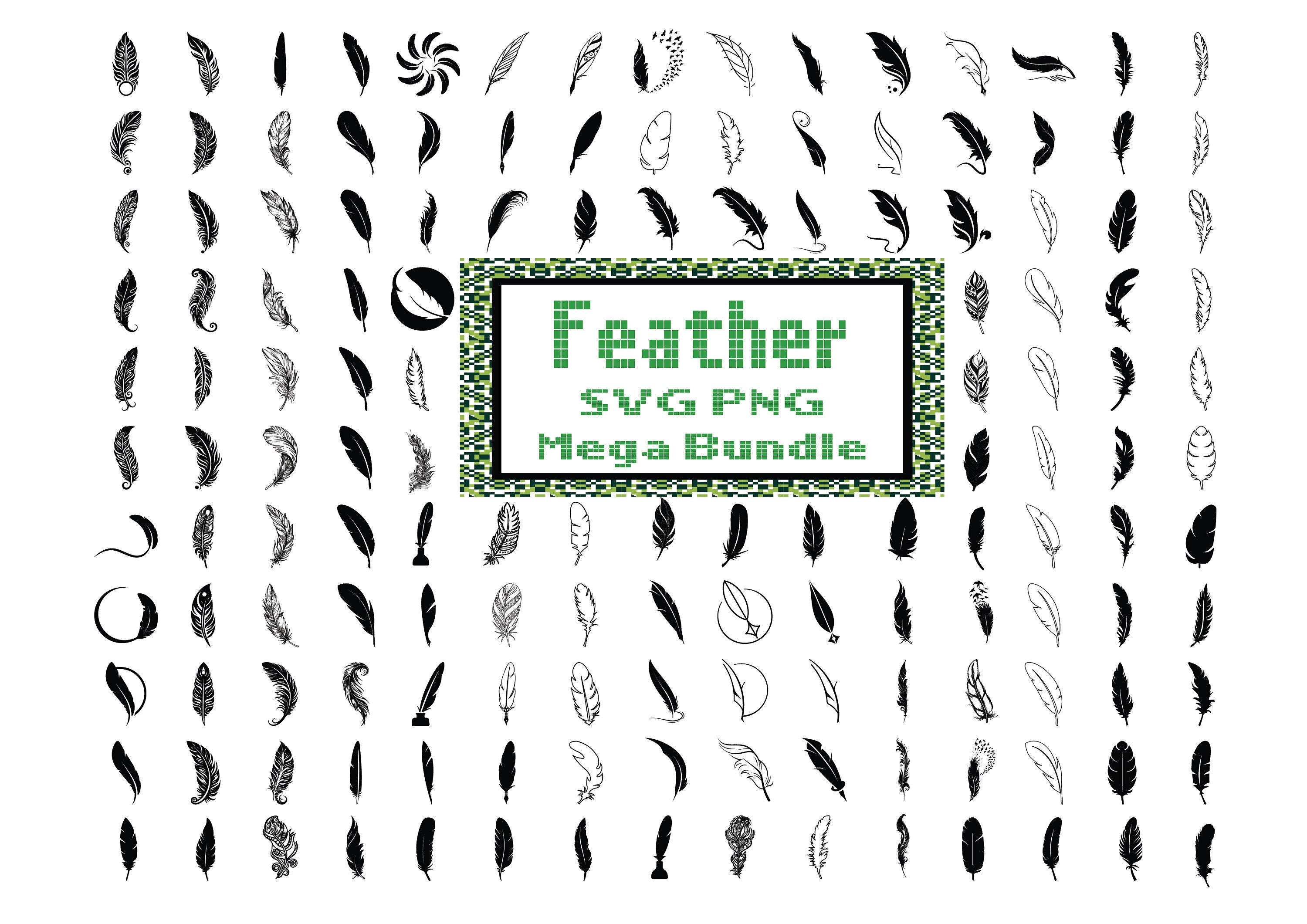 Feather Svg Bundle, Feather Birds Svg Png, Feathers Silhouette, Boho ...