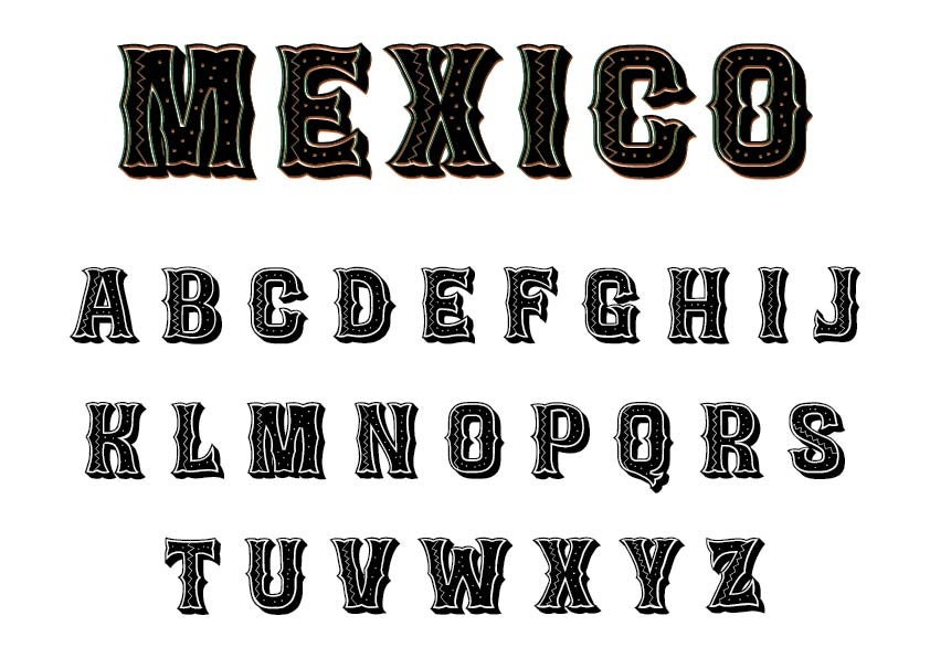 MEXICAN TEQUILA, MEXICAN Font Svg, Mexican Alphabet, Mexican Letters ...