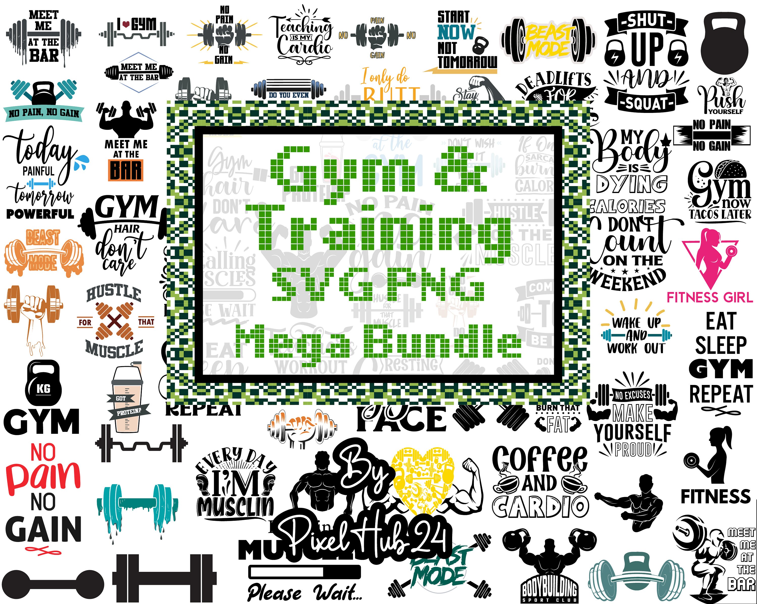 Workout Svg, Gym Svg, Bundle Fitness Svg, Exercise Svg, Barbell ...