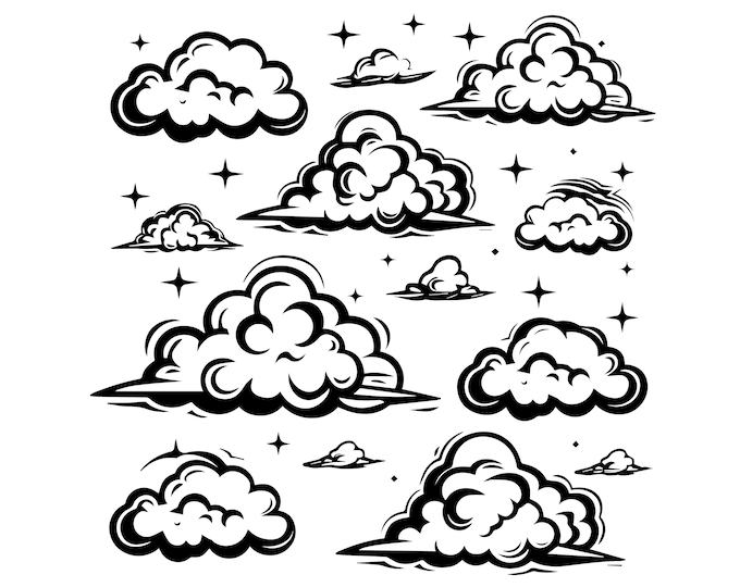 Clouds SVG Files for Silhouette Cameo and Cricut. Clouds Weather Svg ...