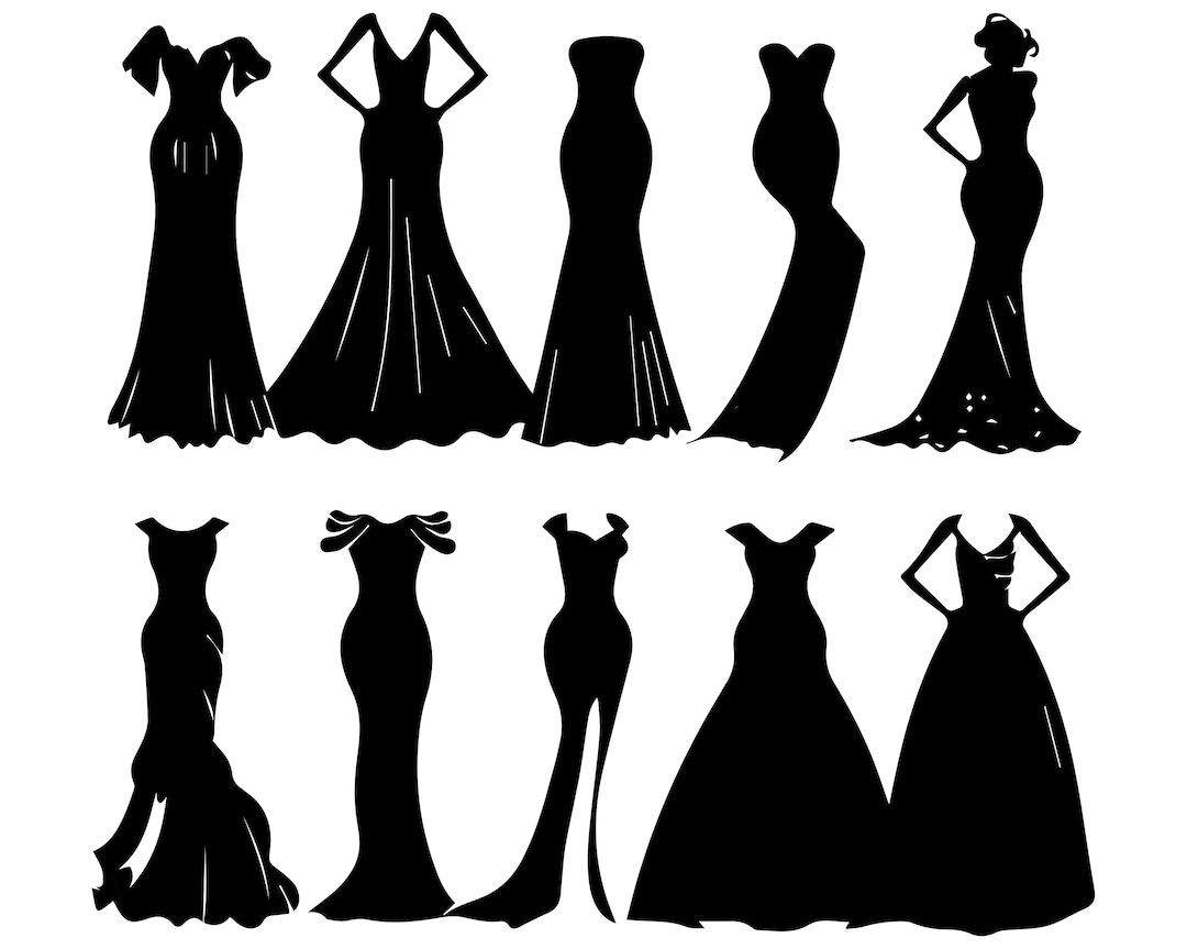 Bridal Dress SVG, Dress PNG Bundle, Dresses Clipart, Dress SVG Cut ...