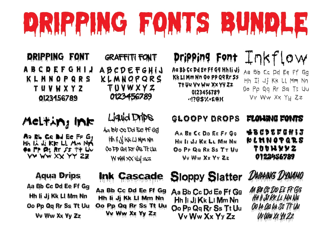 Dripping Fonts Bundle, Dripping Font, TTF SVG, Cricut Blood, Dripping ...