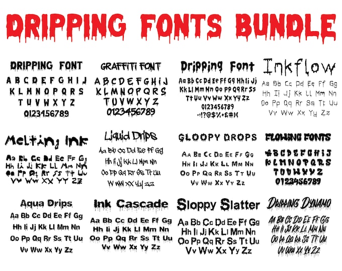 Dripping Fonts Bundle, Dripping Font, TTF SVG, Cricut Blood, Dripping ...