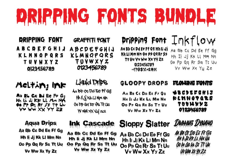Dripping Fonts Bundle, Dripping Font, TTF SVG, Cricut Blood, Dripping ...