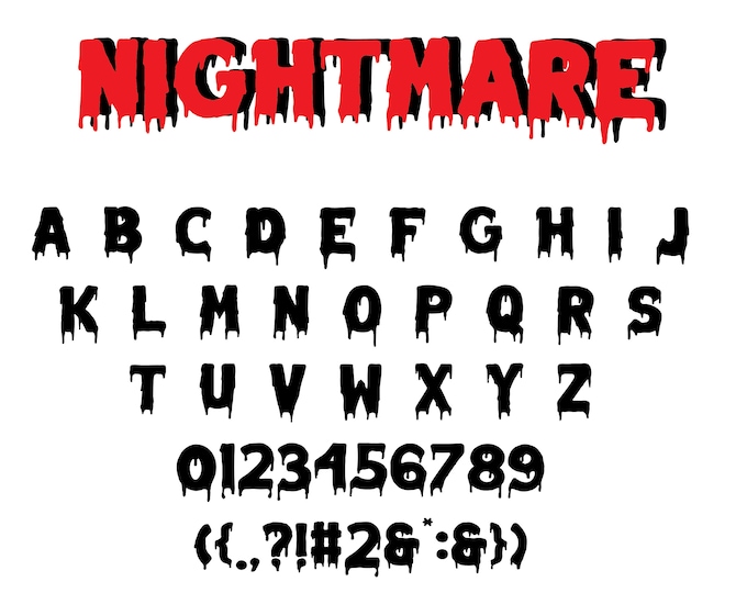 NIGHTMARE Font; Svg Dxf, Eps, Png, TTF Files, Halloween Font, Gothic ...