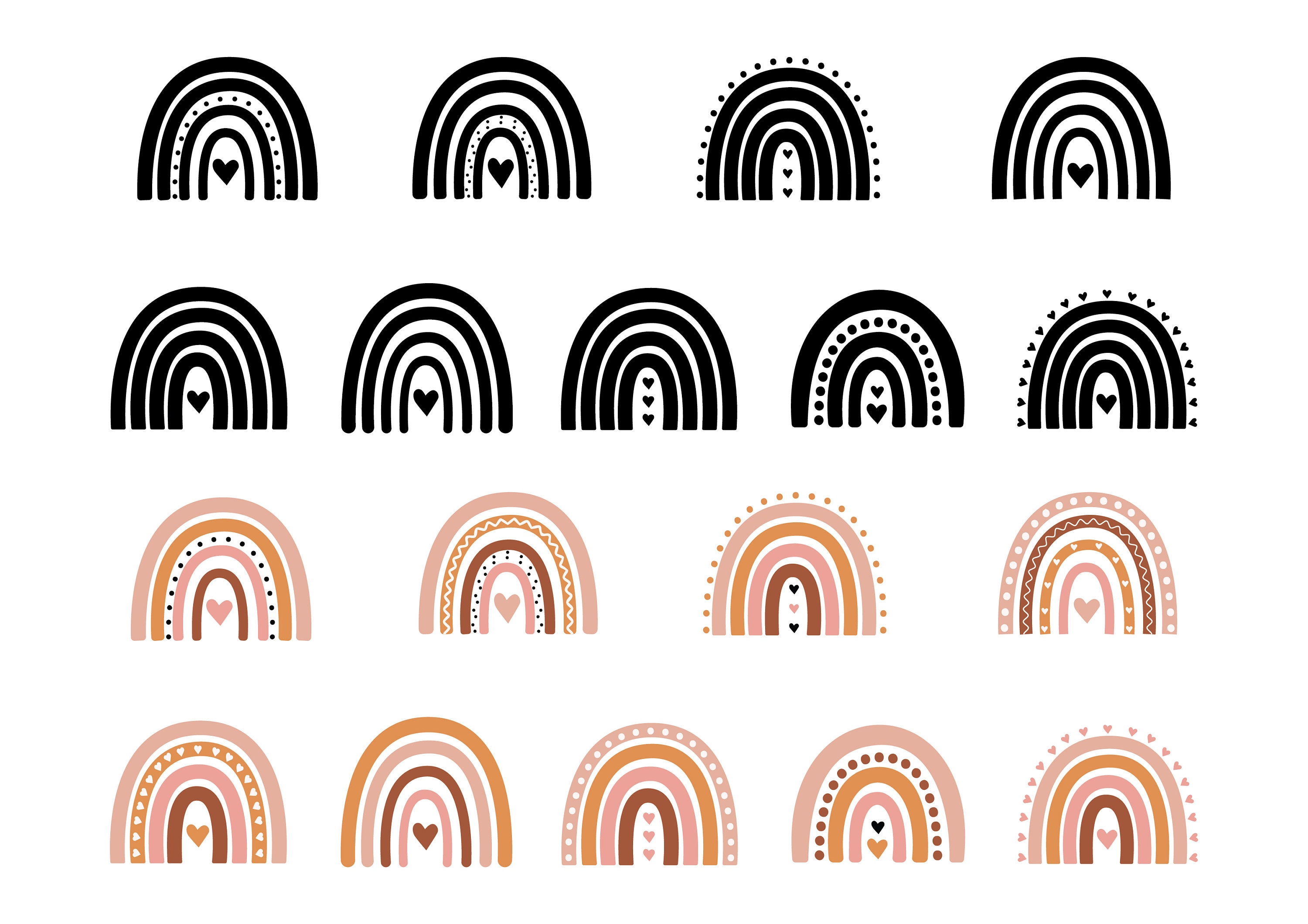 Rainbow SVG Bundle, Boho Rainbow SVG, Rainbow Clipart, Pastel Rainbow ...