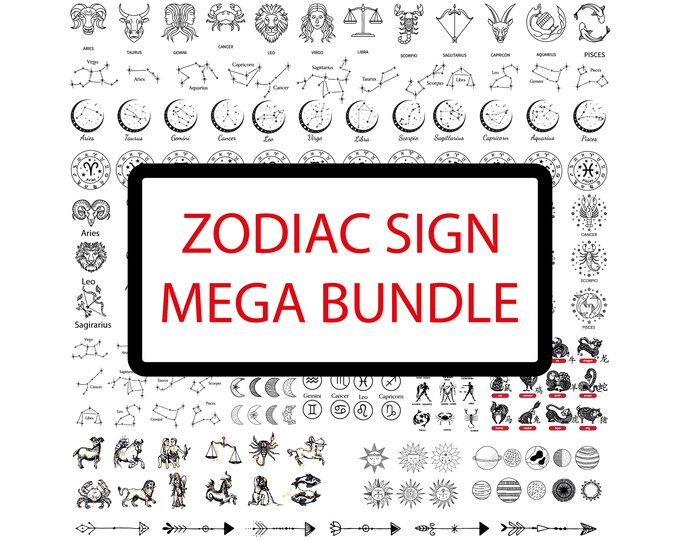 Zodiac SVG PNG, Mega Bundle, Zodiac SVG, Horoscope Svg, Celestial Svg ...