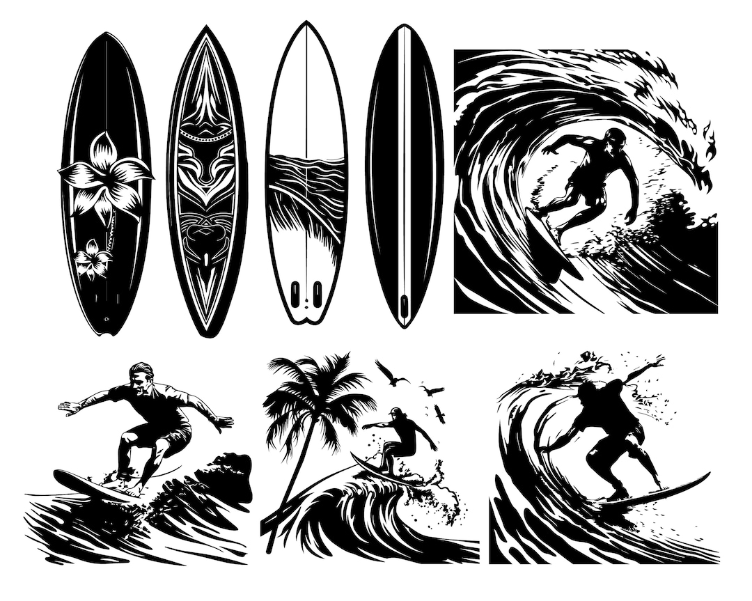 Surfboard Svg, Surf Clipart, Surf Svg, Ocean Wave Svg, Surfing Svg Png ...