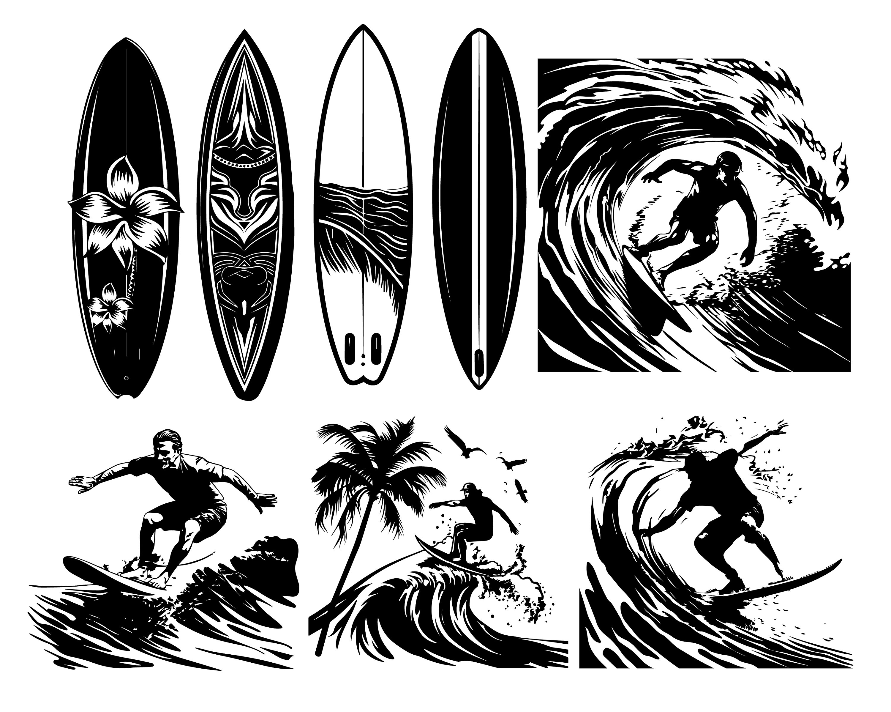 Surfboard Svg, Surf Clipart, Surf Svg, Ocean Wave Svg, Surfing Svg Png ...