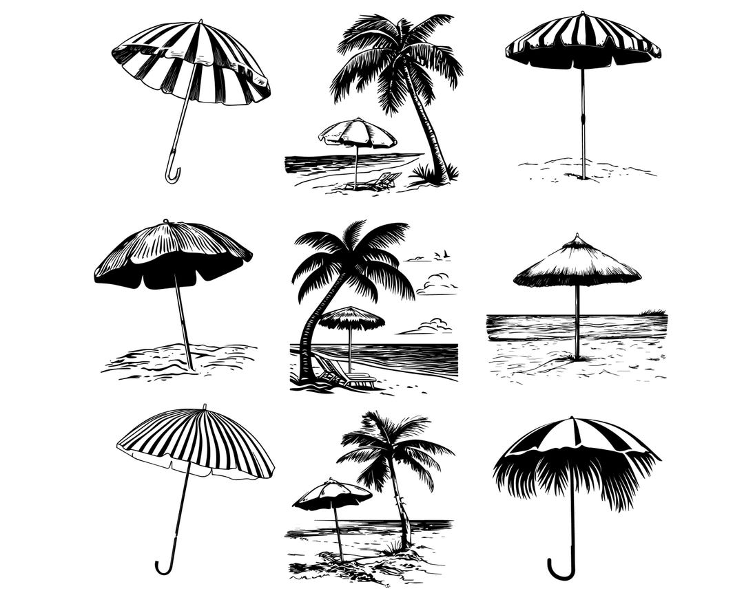 Beach Umbrella SVG, Beach Umbrella, Beach Cut File, Umbrella Vector ...