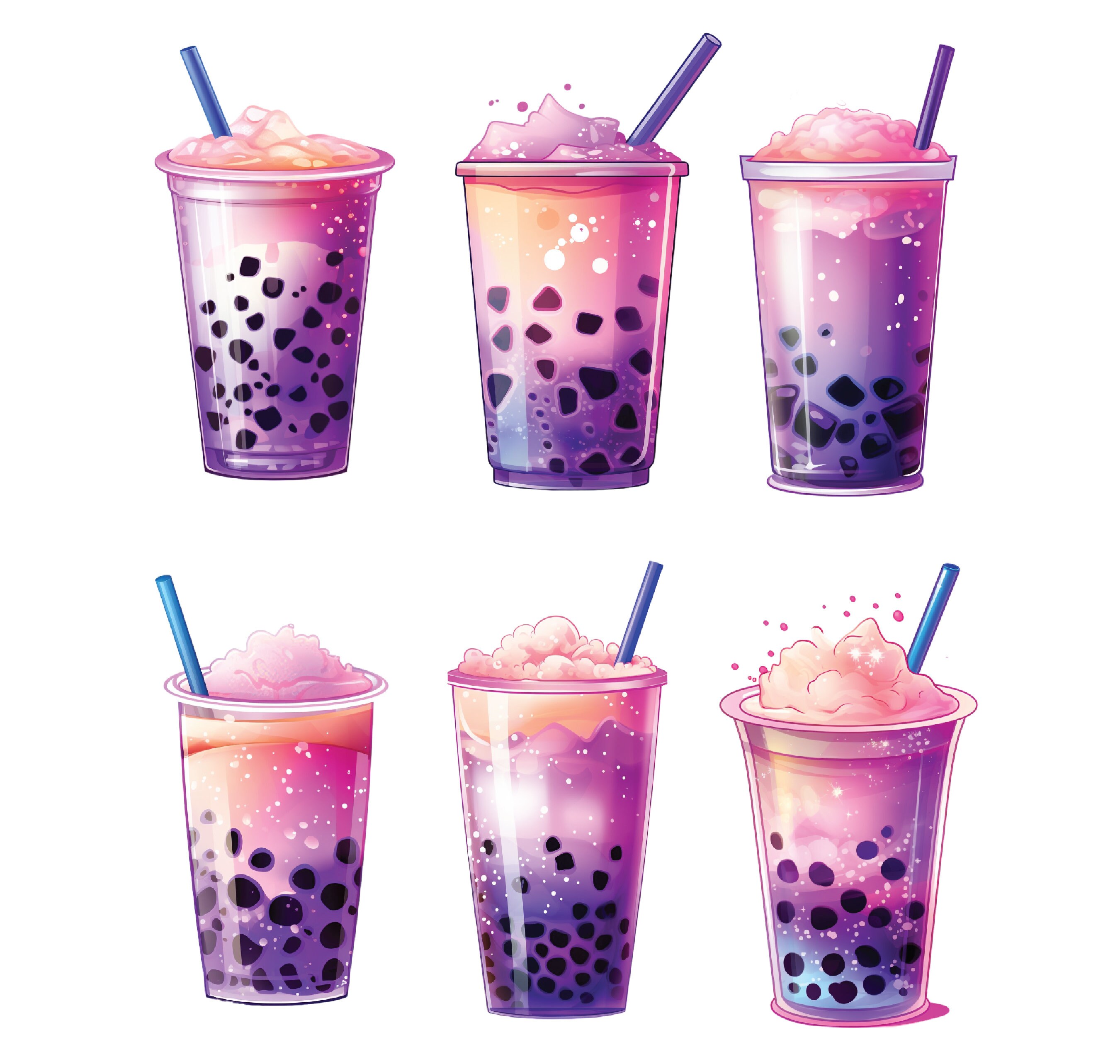 Bubble Tea Clipart SET, Bubble Tea Clipart, Boba Tea Bundle, Bubble Tea ...