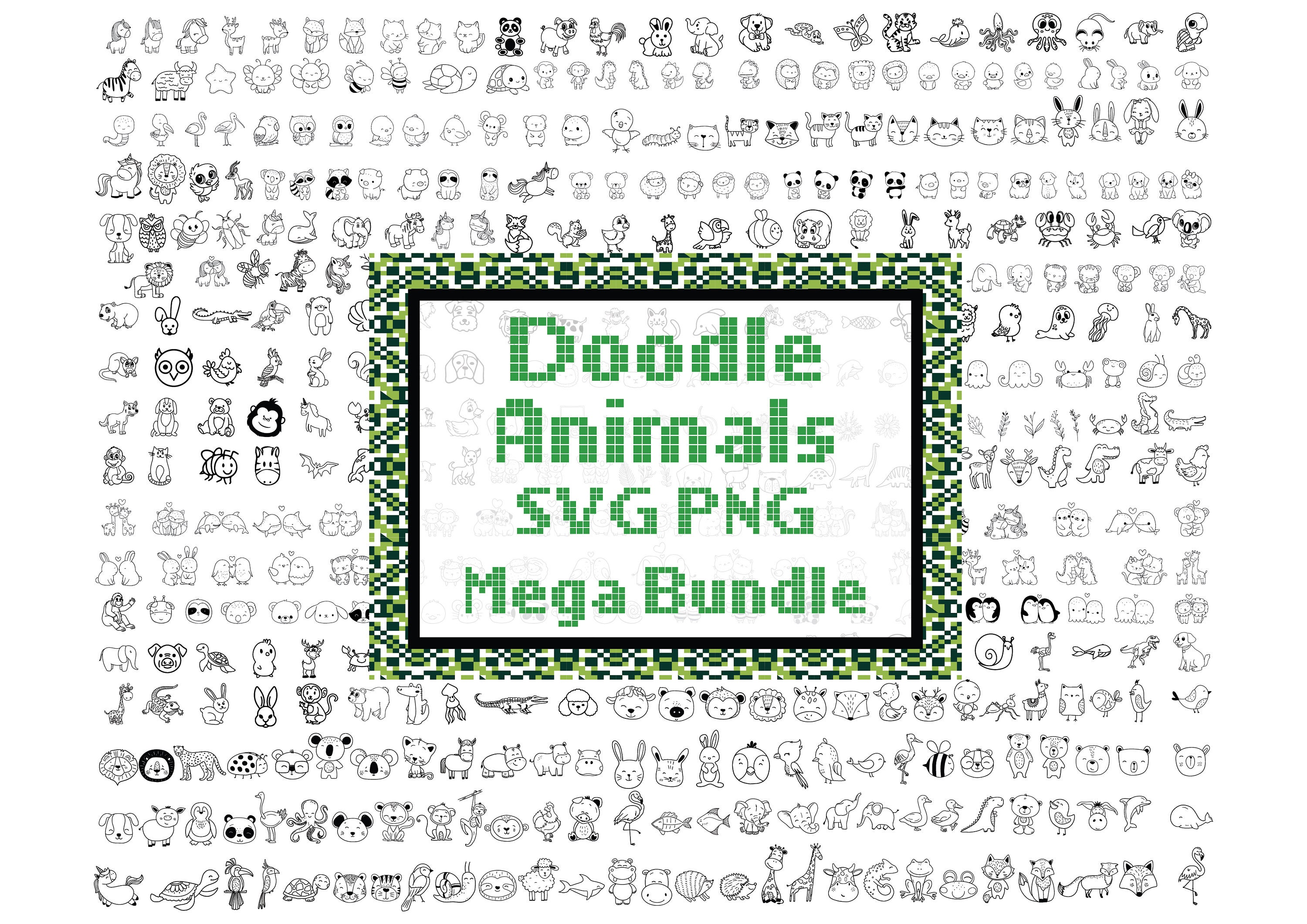 Doodle Animal SVG Mega Bundle, Doodles SVG Bundle, Doodle SVG, Doodle ...