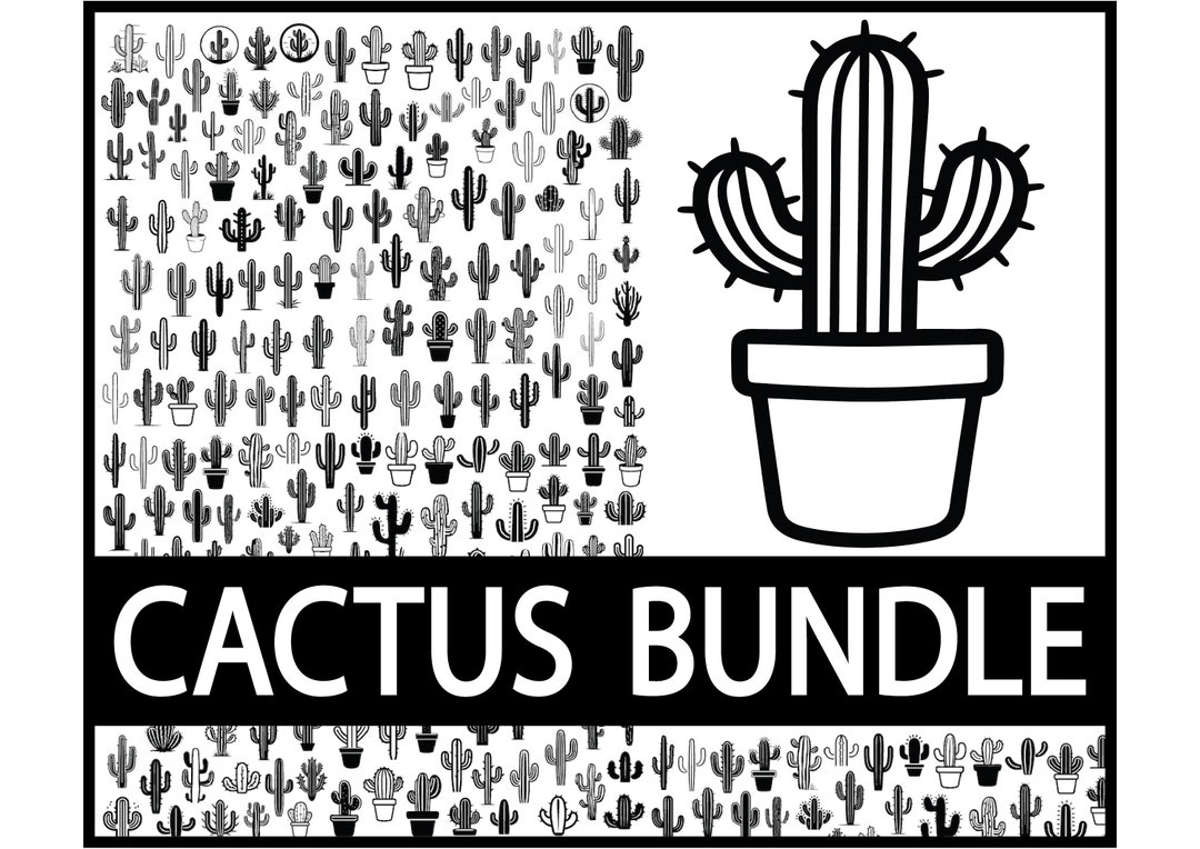 Cactus Bundle SVG, Cacti Clipart Bundle, Succulent Flower, Plant ...