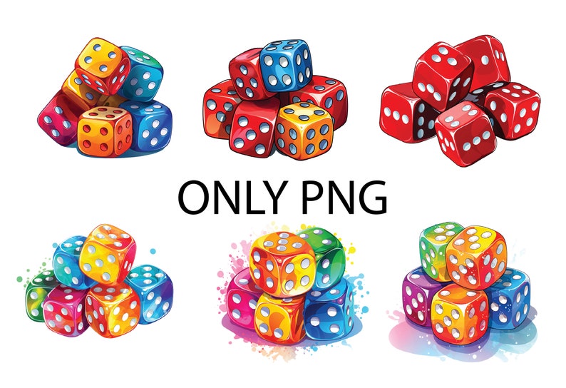 Dice Clip Art, Instant Download, Digital Download, 6 PNG Images ...