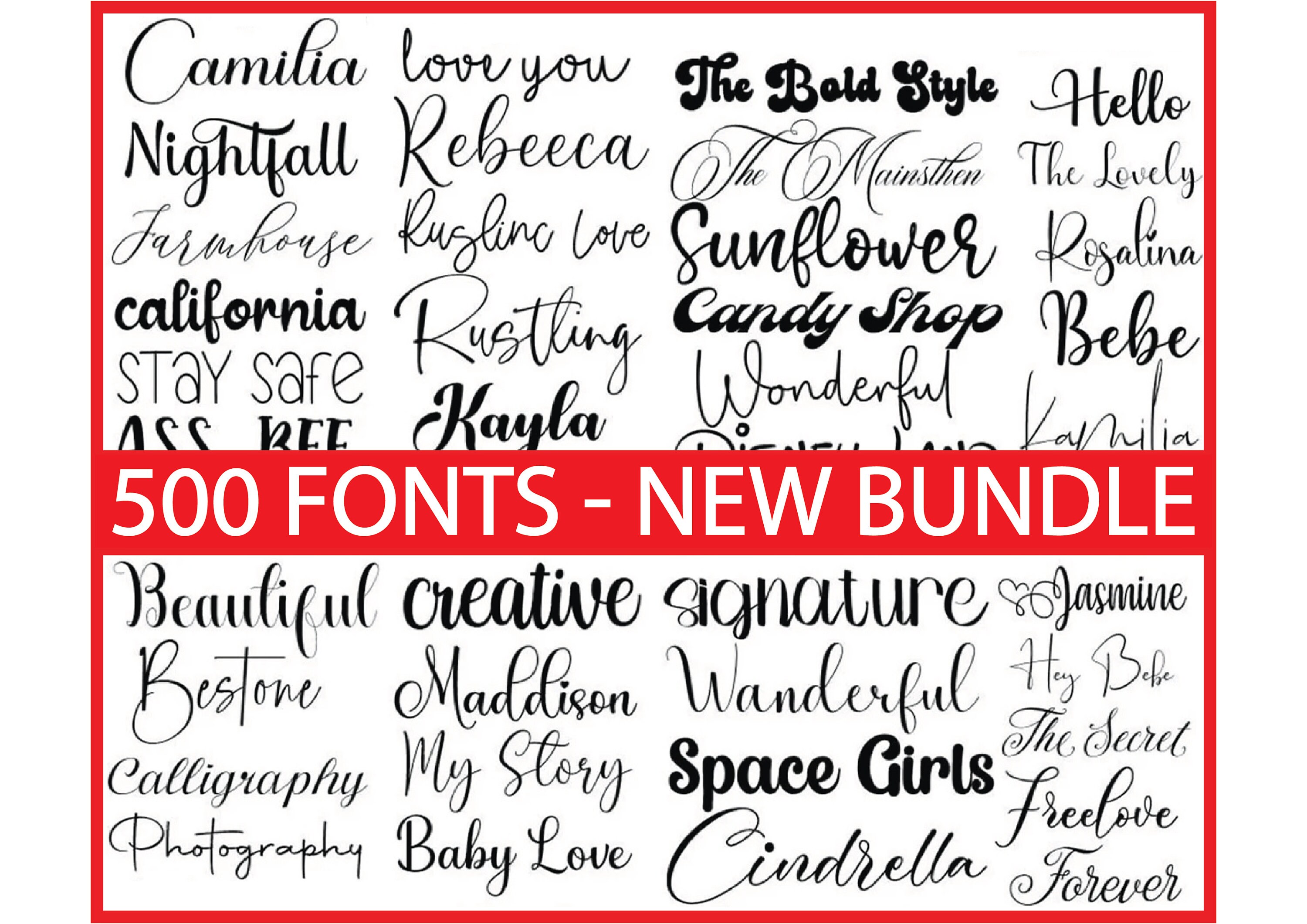 500 FONTS, INSTANT DOWNLOAD, Fonts for Canva, Wedding Fonts Bundle ...