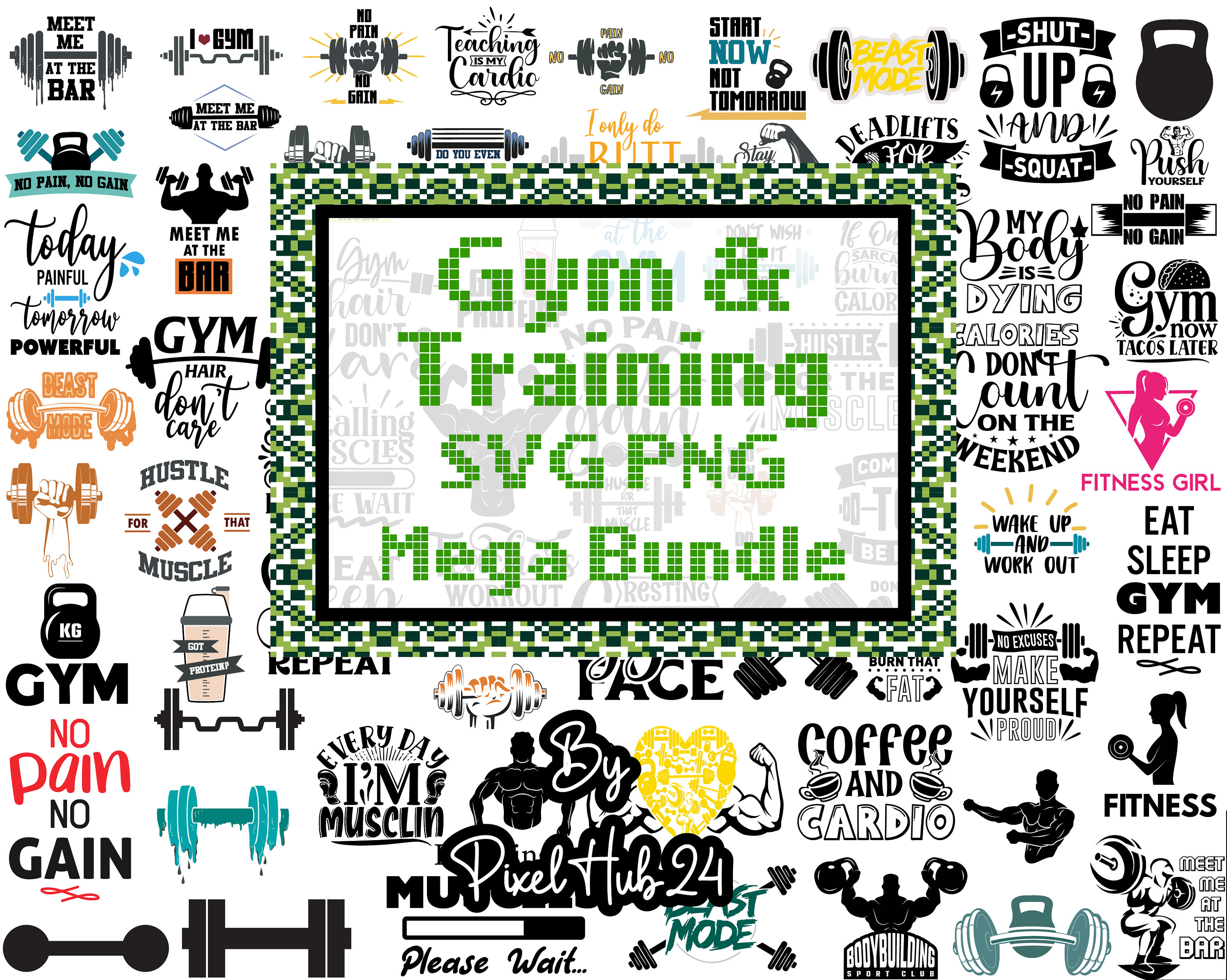 Workout Svg, Gym Svg, Bundle Fitness Svg, Exercise Svg, Barbell ...
