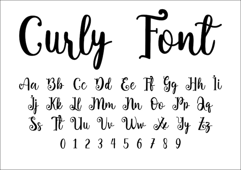 Curly Font Svg, Handwritten Font, Cricut Font, Procreate Font, Cute ...