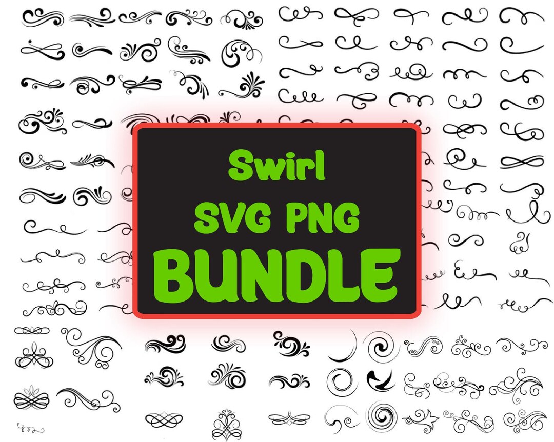 Swirls Mega SVG Bundle Designs, Floral SVG Decorative Elements, Swirl ...